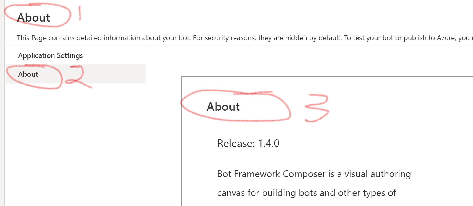 "About" is 3x redundant on the About Screen · Issue #6953 · microsoft/BotFramework-Composer · GitHub