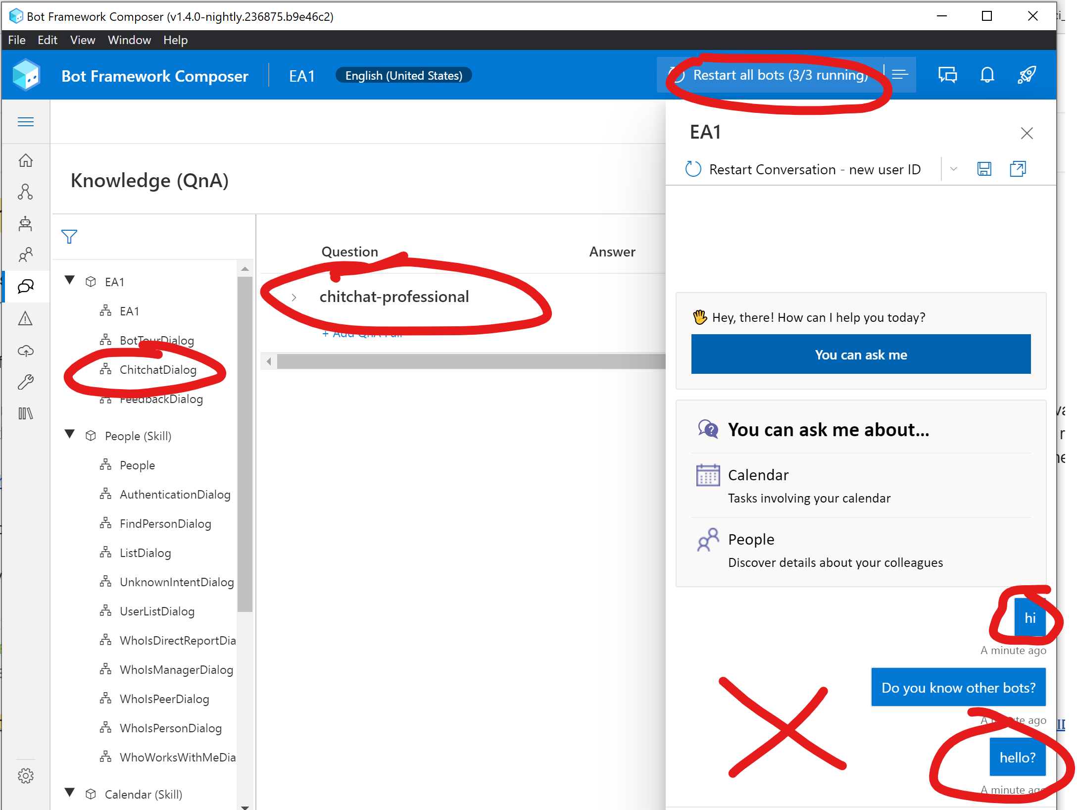 Created / Ran new EA Bot. Chitchat not working · Issue #948 · microsoft/botframework-components ...