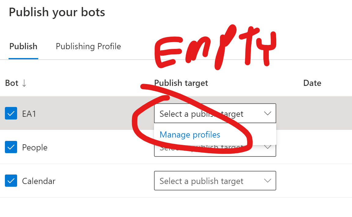 Publish Targets Dropdown Not Populated · Issue 7179 · Microsoft Botframework Composer · Github