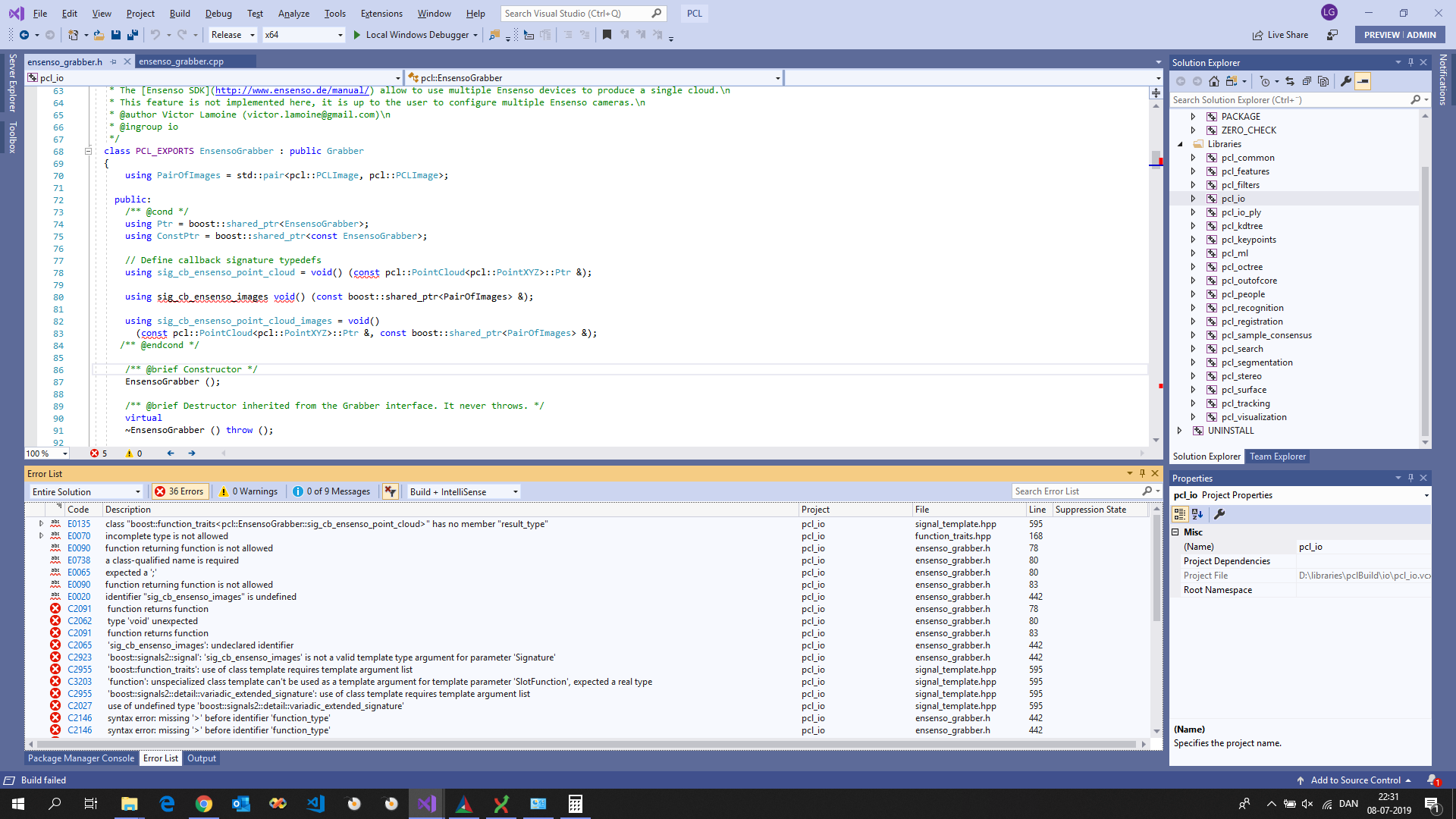 Can't build PCL IO Ensenso · Issue #3215 · PointCloudLibrary/pcl · GitHub