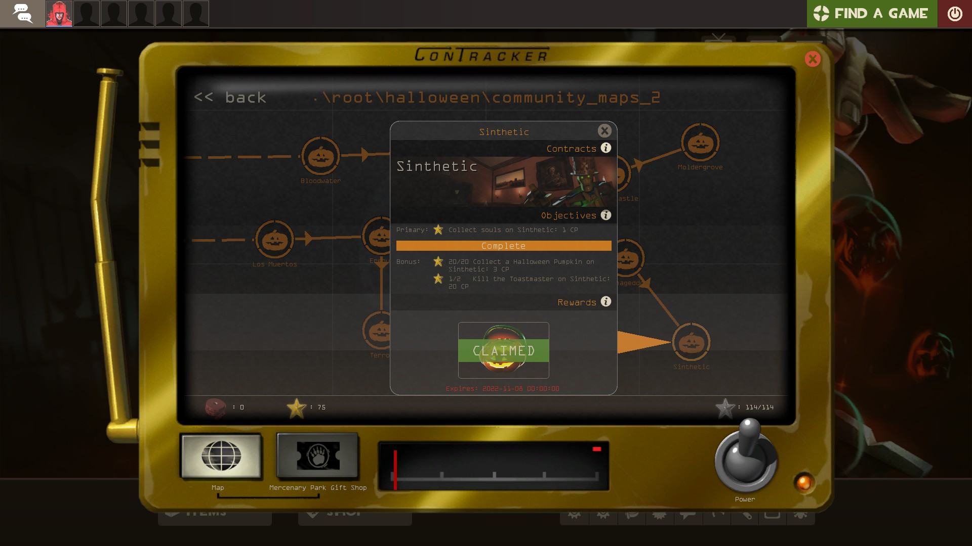 [TF2] Sinthetic contract bonus displaying as 1/2 despite completion ...