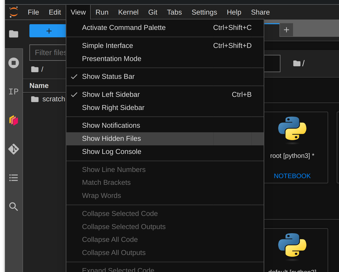 Show Hidden Files Is Always On In Classical Notebook · Issue 14168 · Jupyterlab Jupyterlab