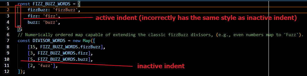 Active indent lines do not render in High Contrast theme · Issue #111137 · microsoft/vscode · GitHub