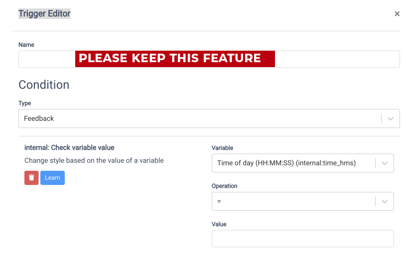 [bug] Trigger Condition Field Label Says Add Feedback Instead Of Add Condition · Issue 2324