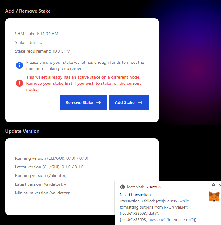 Validator ```Remove Stake``` Transaction Fails With ```32603: Internal error``` · Issue #77 ...
