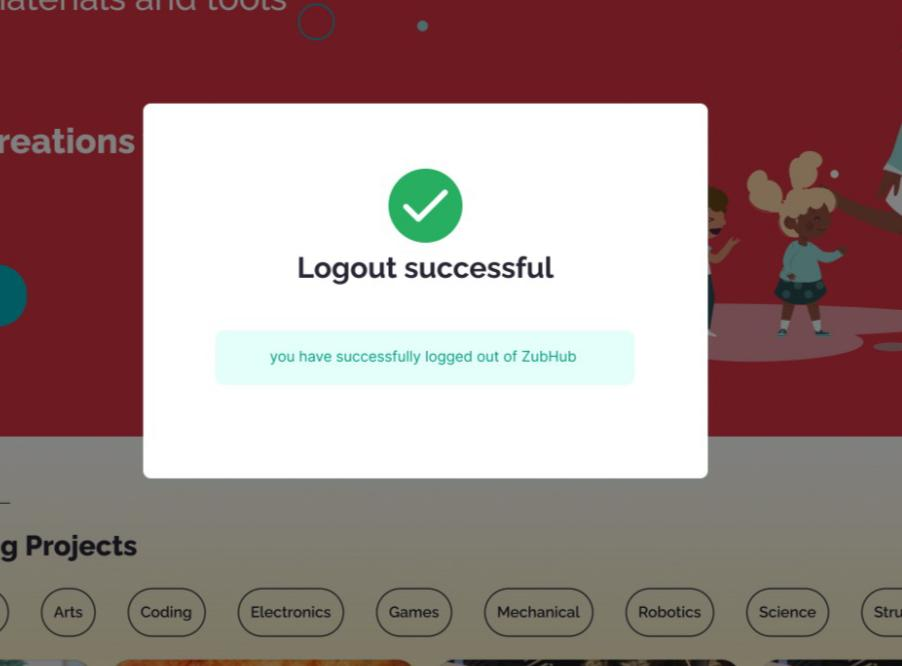 Add logout verification and confirmation to ZubHub · Issue #851 ...