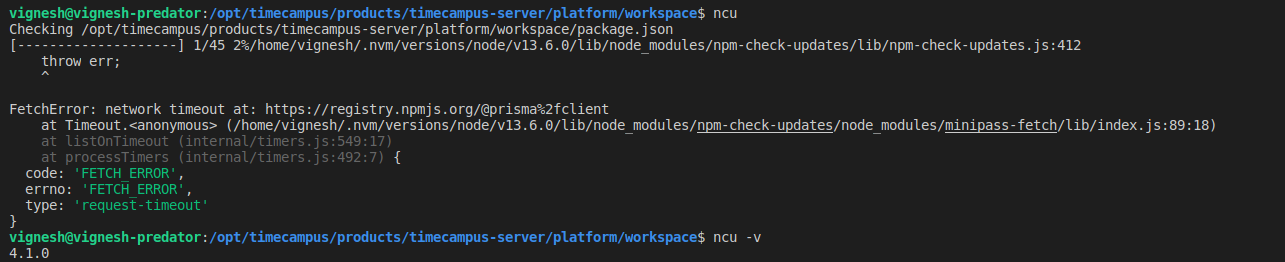 FetchError: network timeout · Issue #634 · raineorshine/npm-check ...