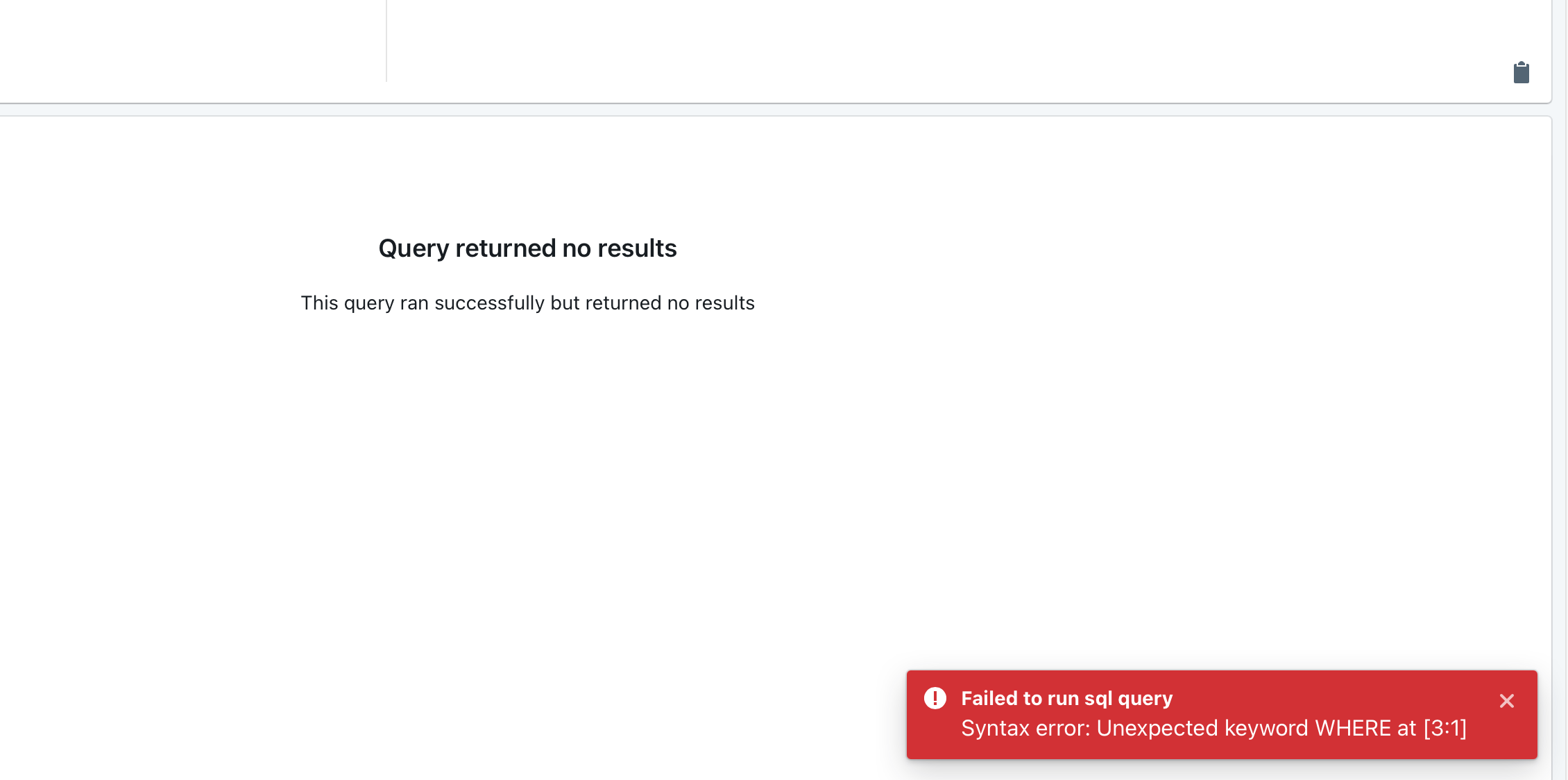 SQL Runner errors show wrong empty state · Issue #903 · lightdash ...