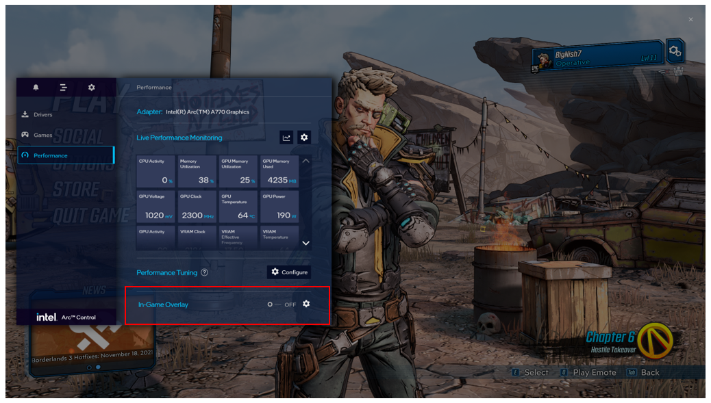 In-Game Overlay not displaying in Borderlands 3 with Intel Arc Control ...