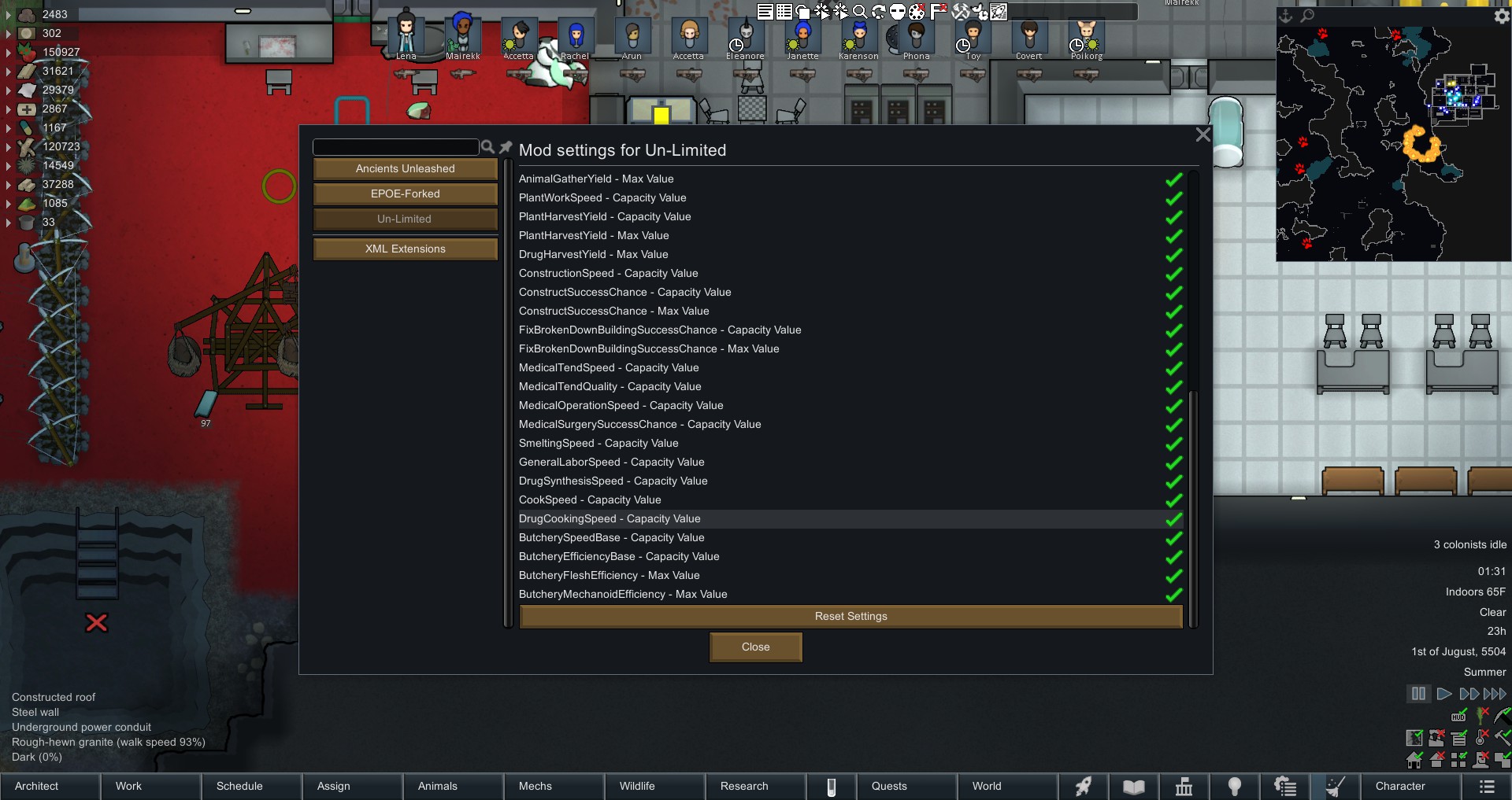 Butchery Efficiency/Mechanoid Shredding Efficiency capped to 100% · Issue #21 · Alexis-Grimm/Un ...