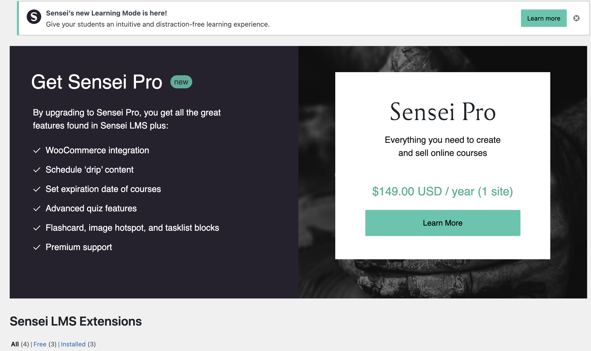 `Buy Sensei Pro` banner appearing when SP and WCPC are active · Issue #5510 · Automattic/sensei ...