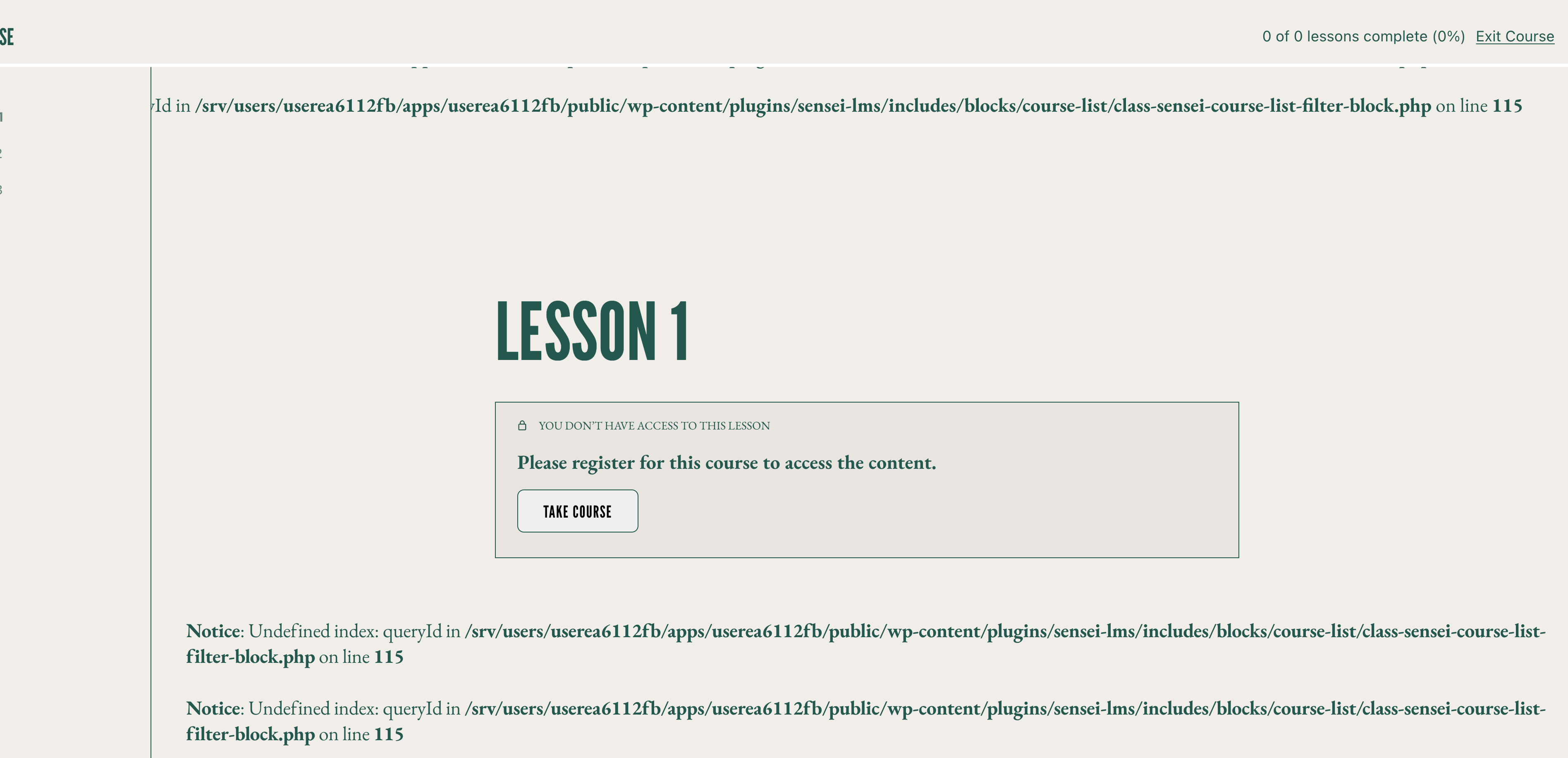 Empty Course List block in lesson breaks the page · Issue #151 · Automattic/course · GitHub