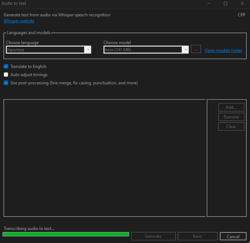 whisper audio to text time remaining · Issue #6569 · SubtitleEdit/subtitleedit · GitHub