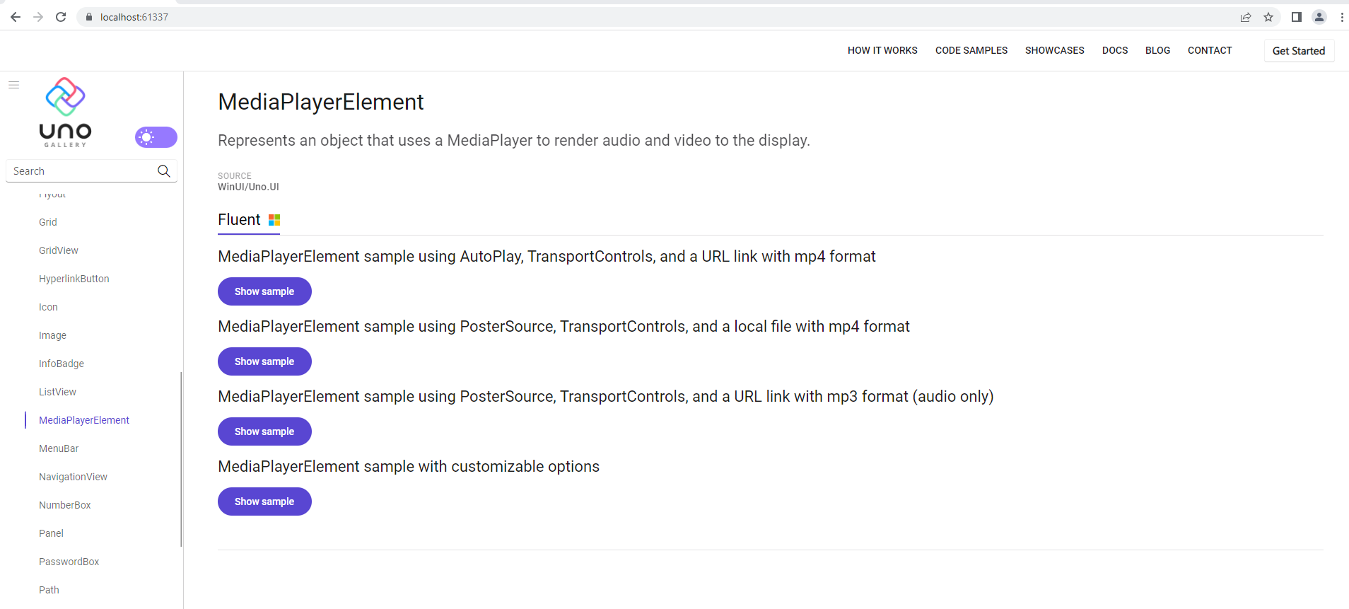 [Gallery][Wasm] MediaPlayerElement, [X] Close button does not work for customizable option once ...