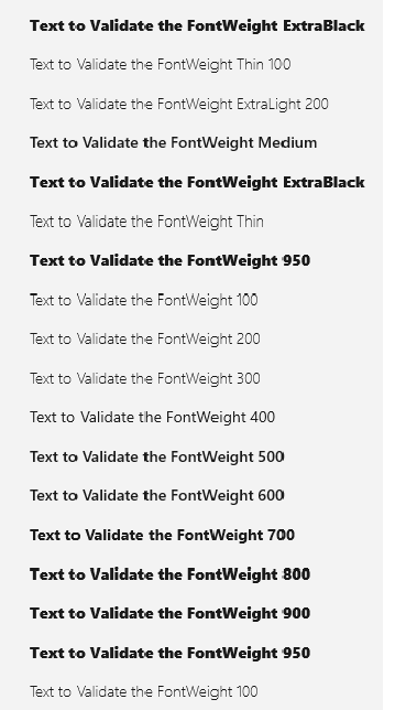 [All][Font Weight] Font weights using number/usWeightClass and in some cases the name are not ...