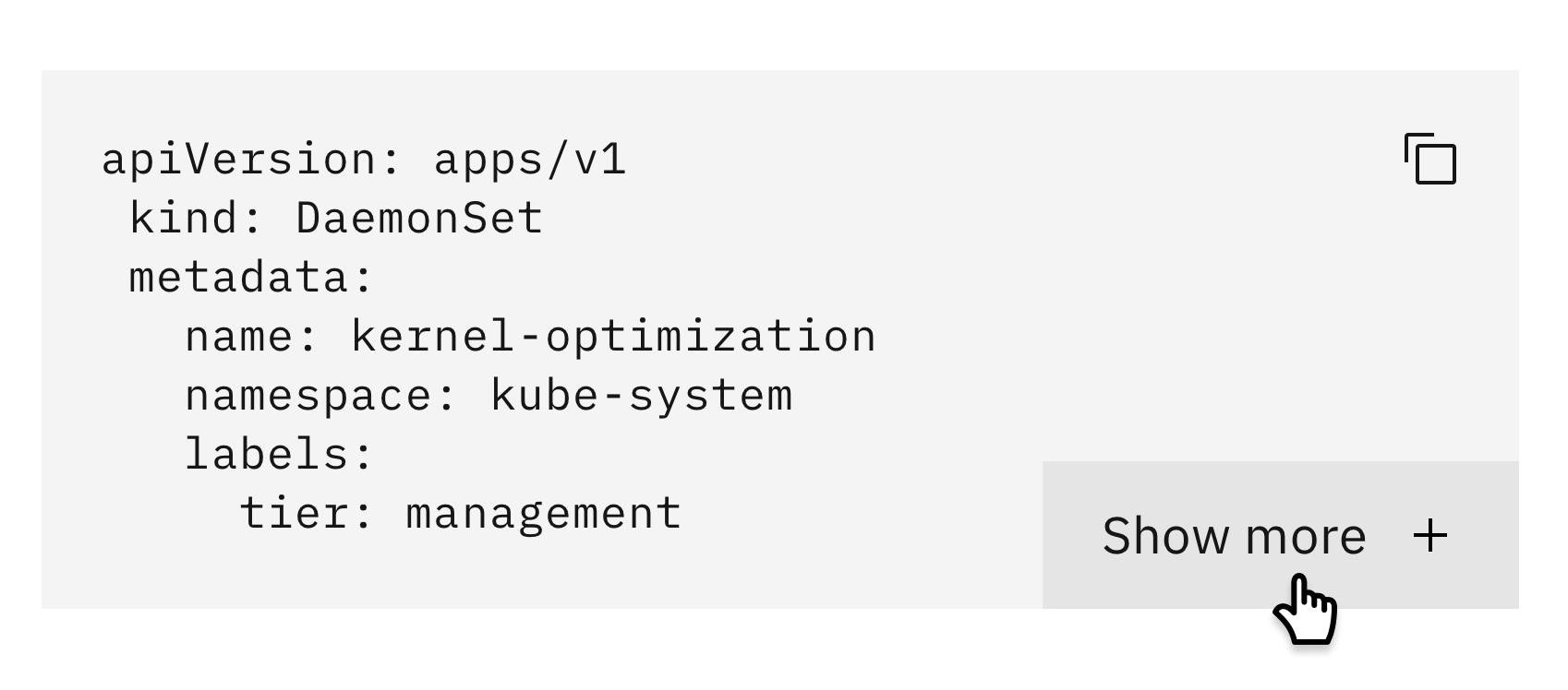 [code snippet] multi-line change 'show more' button size to 40px ...