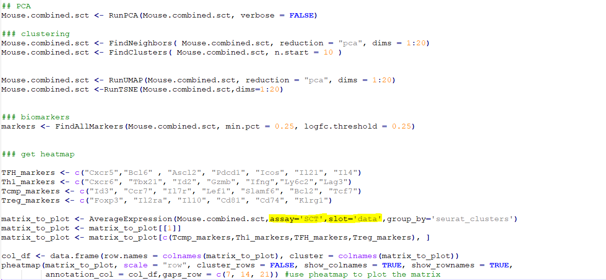 AverageExpression for biomarkers after SCTransformation and integraion ...