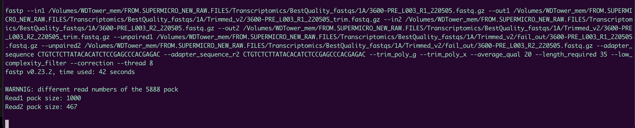 v0.23.2 hanging/deadlocked using Mac Ventura and Montery · Issue #455 · OpenGene/fastp · GitHub
