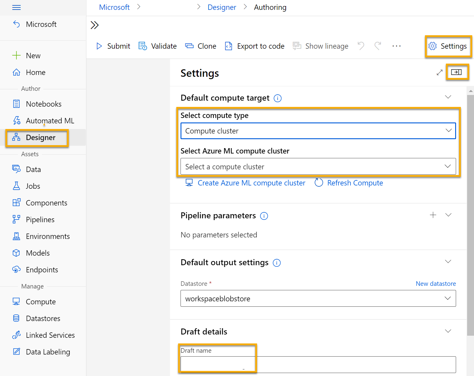 New lay-out of the Designer in Machine Learning Studio · Issue #38 · MicrosoftLearning/AI-900 ...