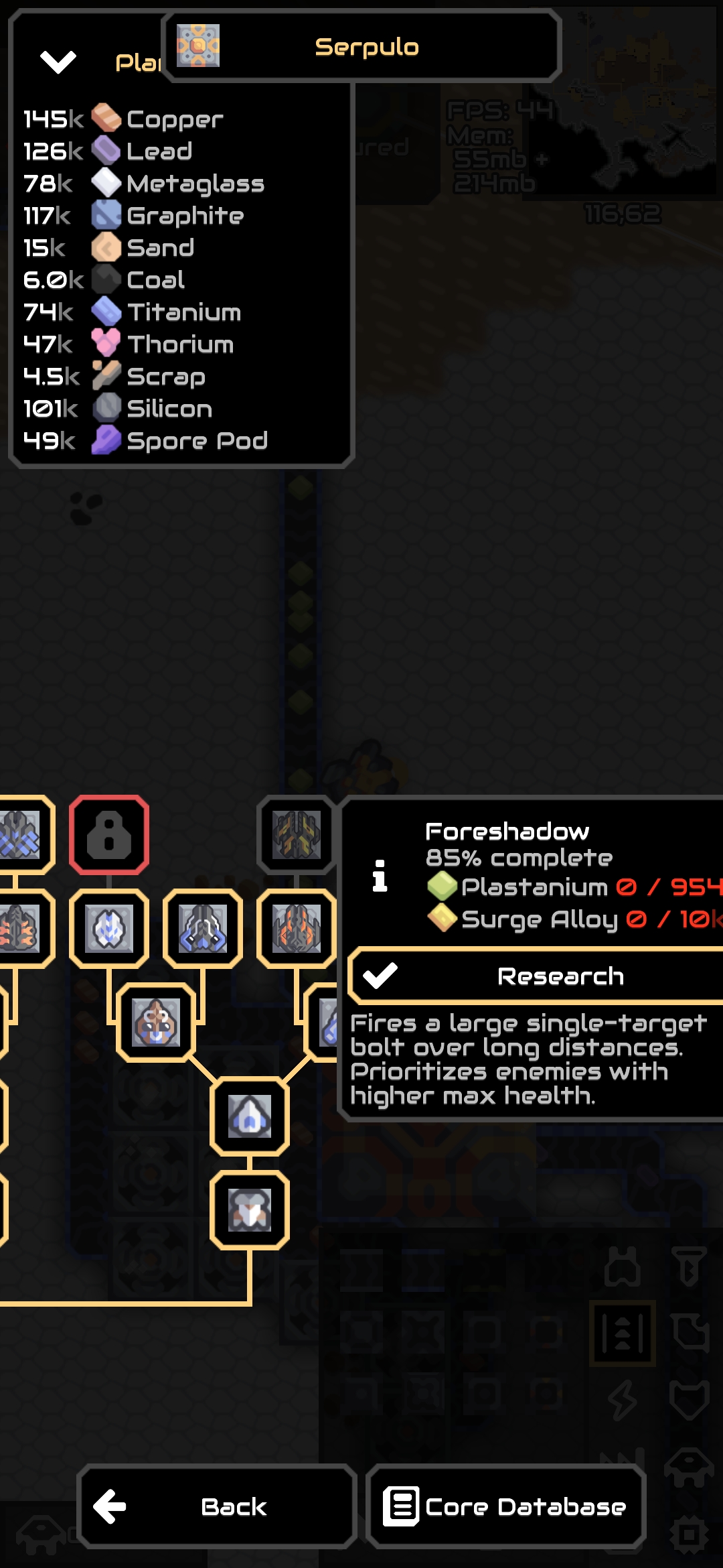 Planet Items Menu In The Tech Tree Slides Up · Issue 7829 · Anuken