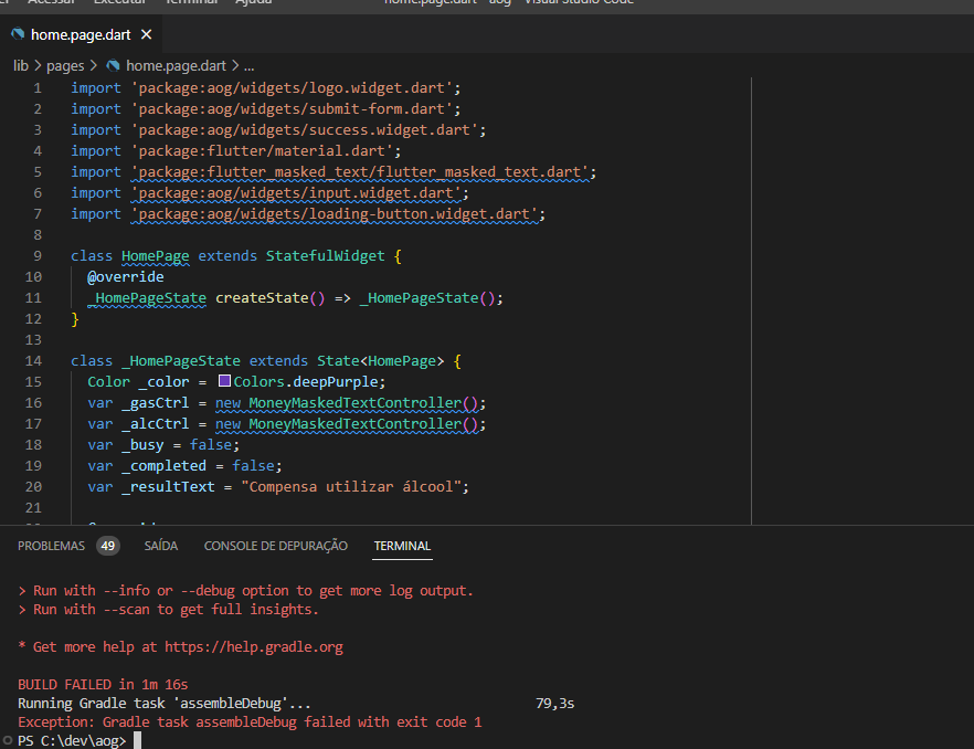 Erro no curso Flutter - Álcool e Gasolina · balta-io forum · Discussion #67 · GitHub