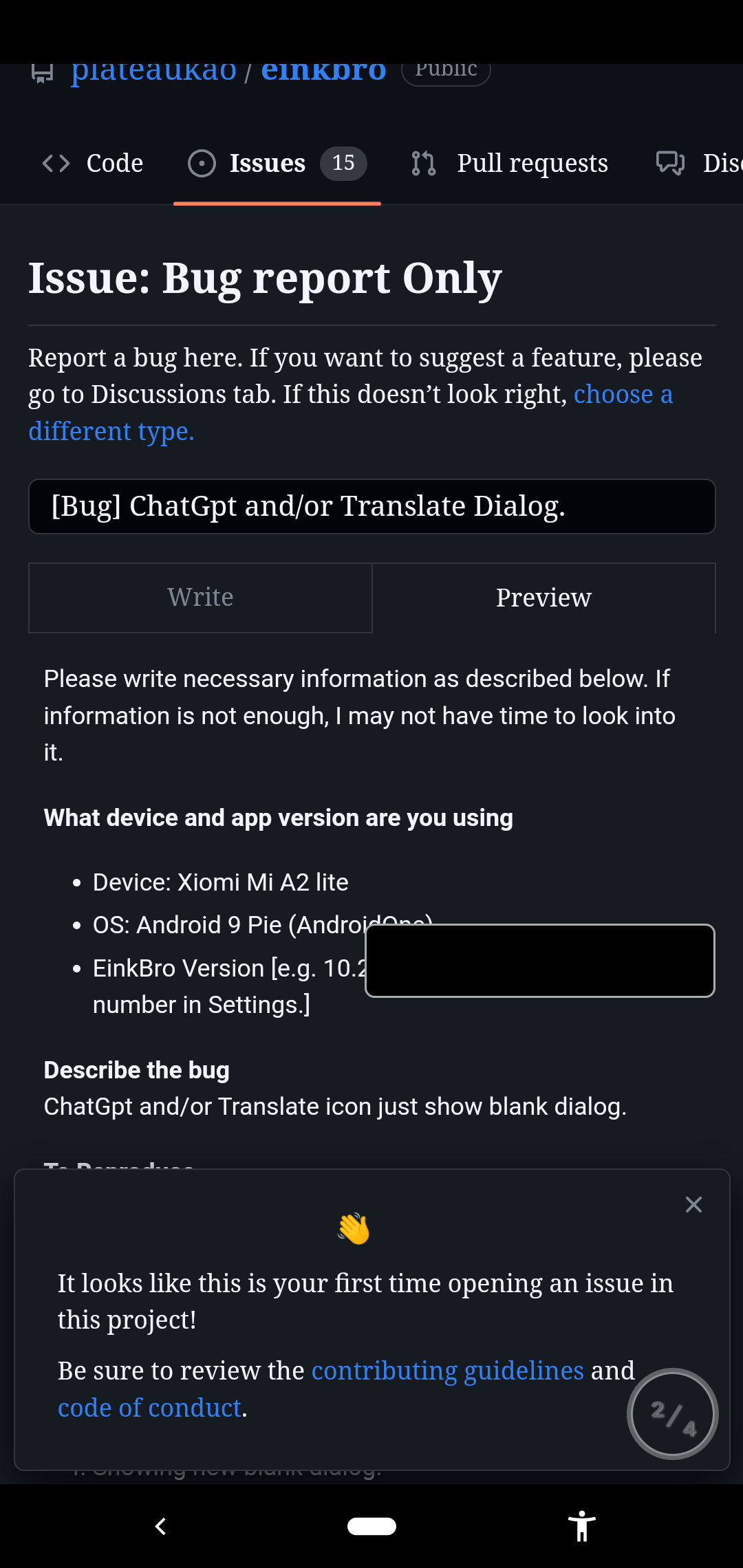 [BUG] ChatGpt and/or Translate dialog. · Issue #233 · plateaukao/einkbro · GitHub