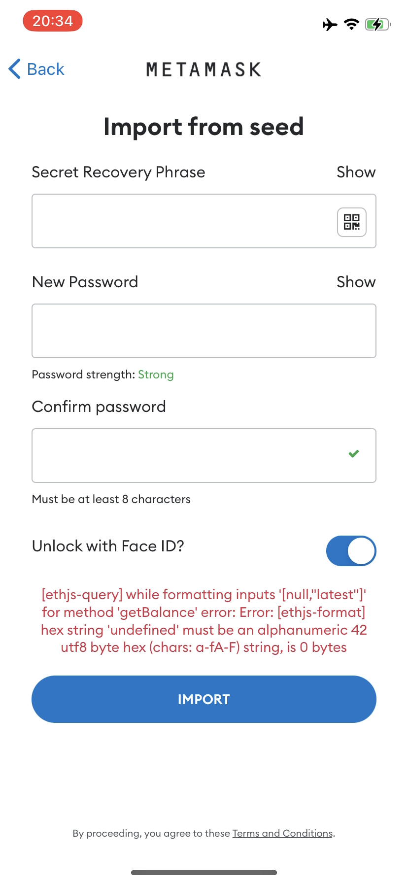 iOS: Error is not being handled correctly when user fails biometrics right after enabling it for ...
