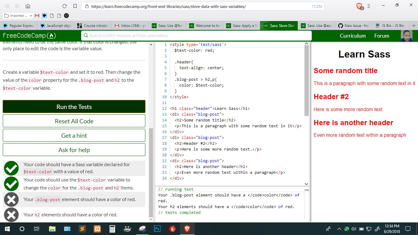 Introduction to Sass Challenges is full of bugs? · Issue #17756 · freeCodeCamp/freeCodeCamp · GitHub