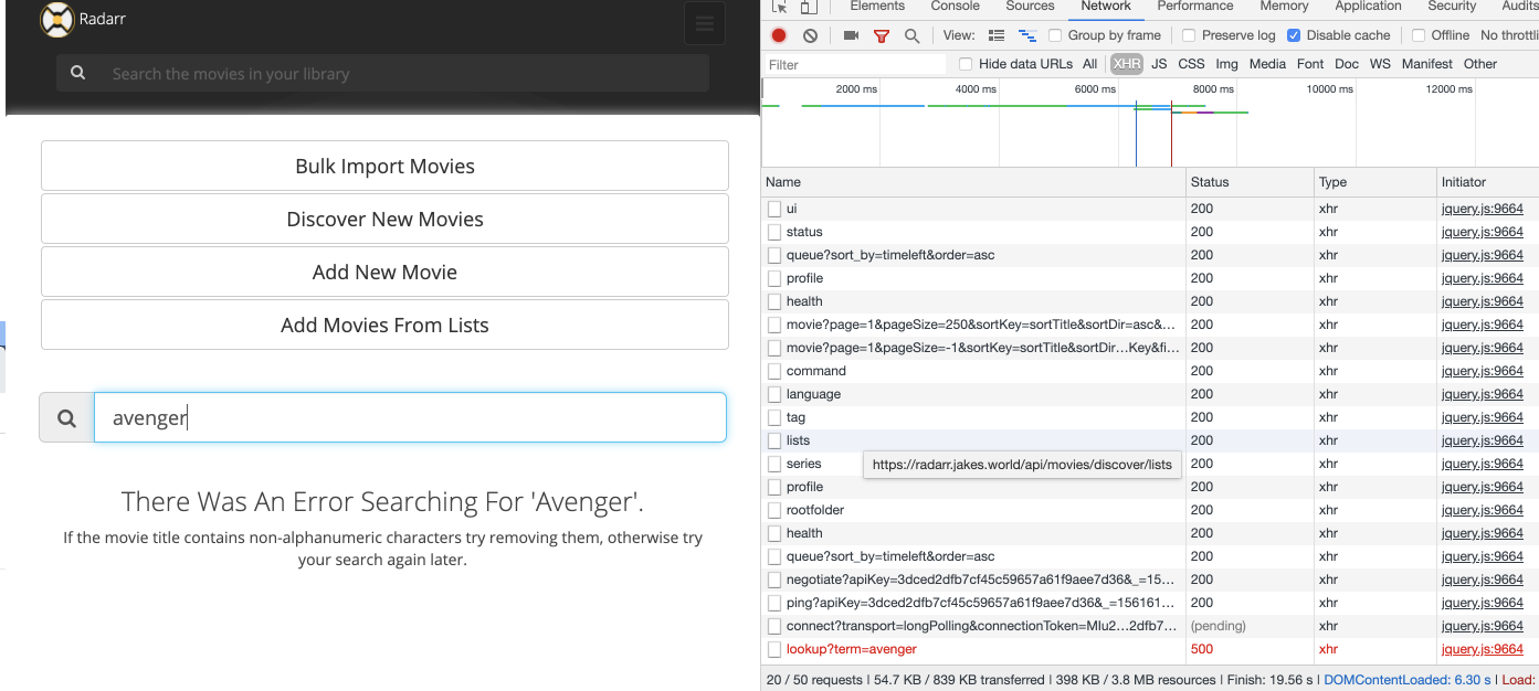 500 Errors "ConnectFailure (Connection refused)" on /api/movie/lookup · Issue #3588 · Radarr ...