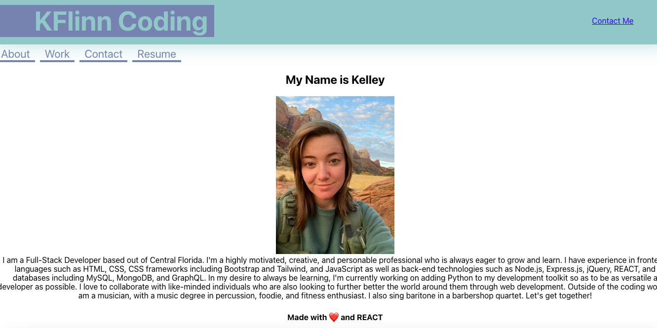 REACT-to-KFlinn-Coding | A portfolio of my work completed with REACT