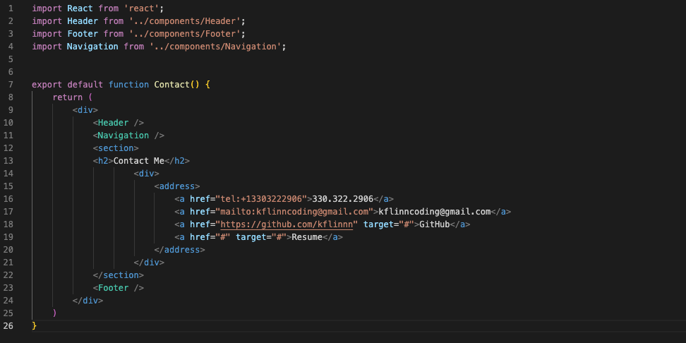 REACT-to-KFlinn-Coding | A portfolio of my work completed with REACT