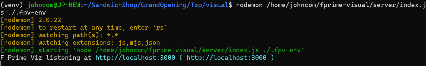 Clearer Terminal Messages for "fprime-gds" and "nodemon [visualizer]" Commands · Issue #2151 ...
