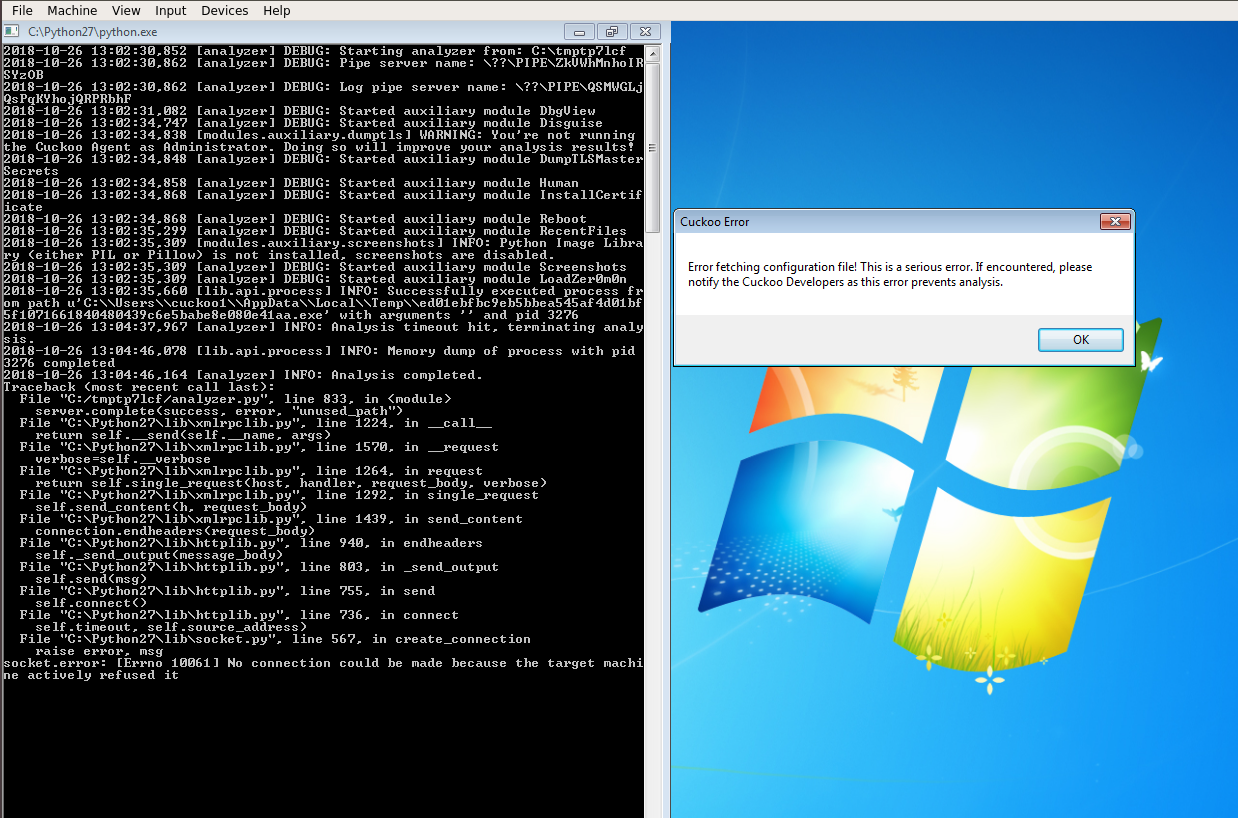 Analysis Failed · Issue #2540 · cuckoosandbox/cuckoo · GitHub