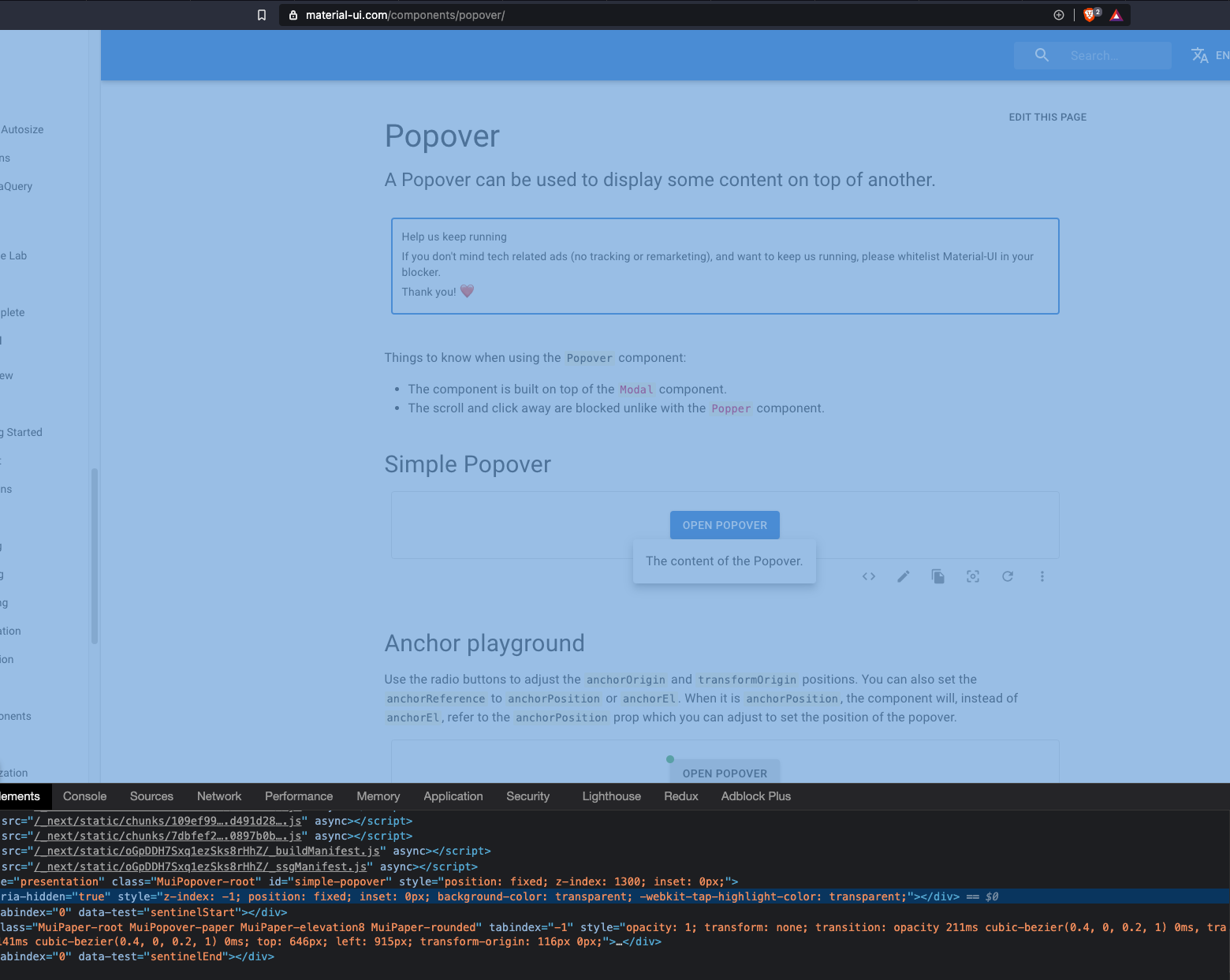 [Popover] Unable to remove overlay from popover · Issue #26362 · mui ...