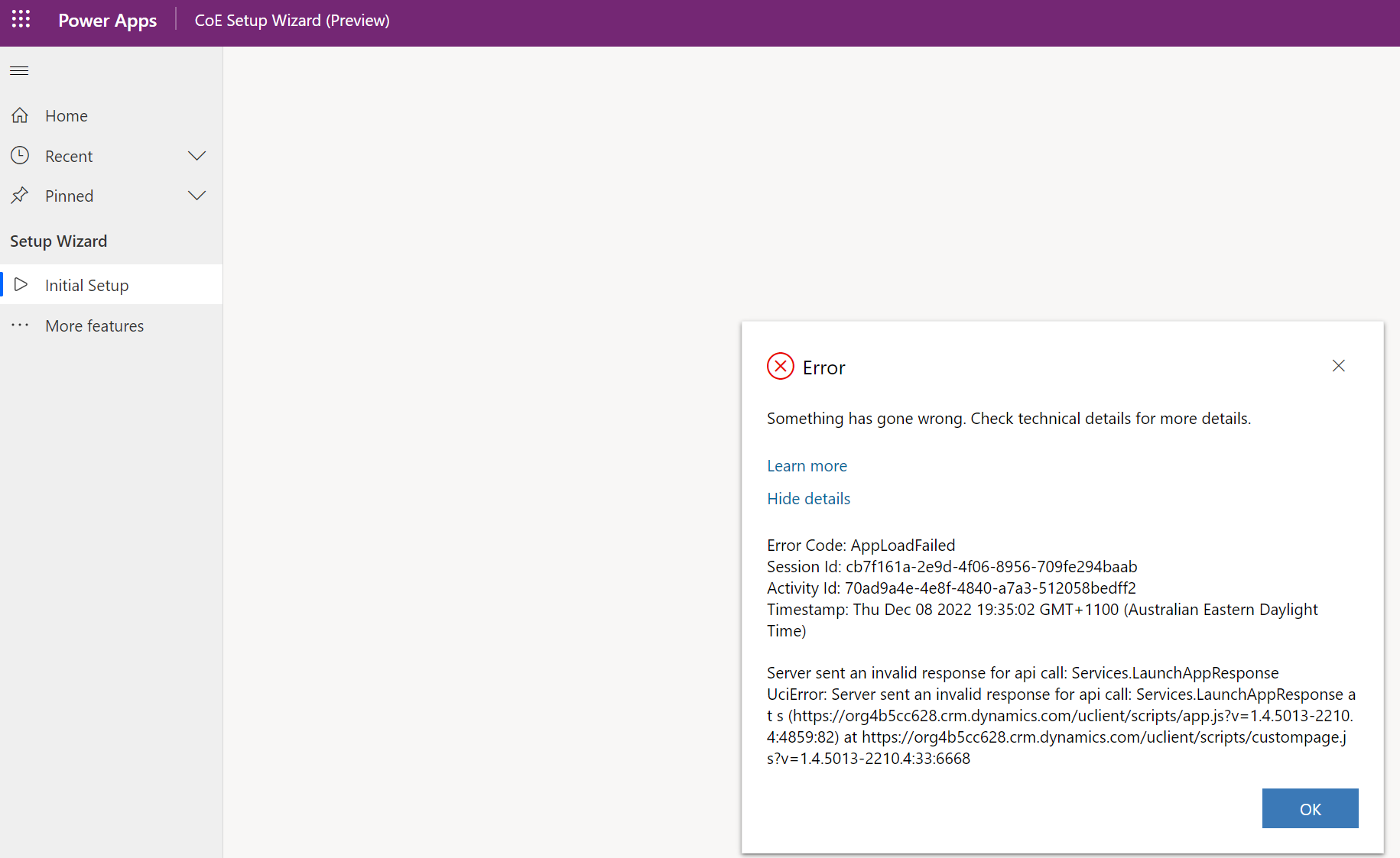 [CoE Starter Kit - BUG] COE Setup Wizard is throwing an error on launch · Issue #4383 ...