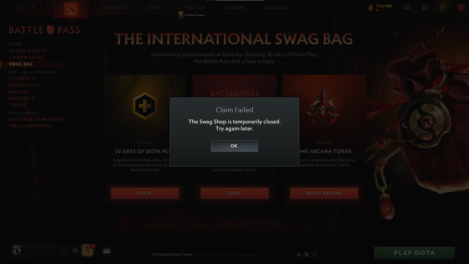 Cannot Claim Any Of The Swag Bag · Issue 4216 · Valvesoftwaredota2 Gameplay · Github 