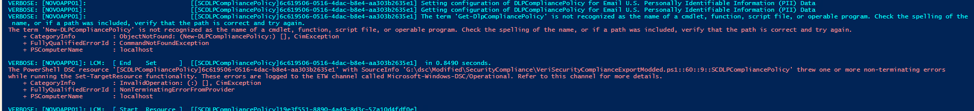 Start Dscconfiguration Scdlpcompliancepolicy And Scdlpcompliancerule · Issue 2530 · Microsoft 