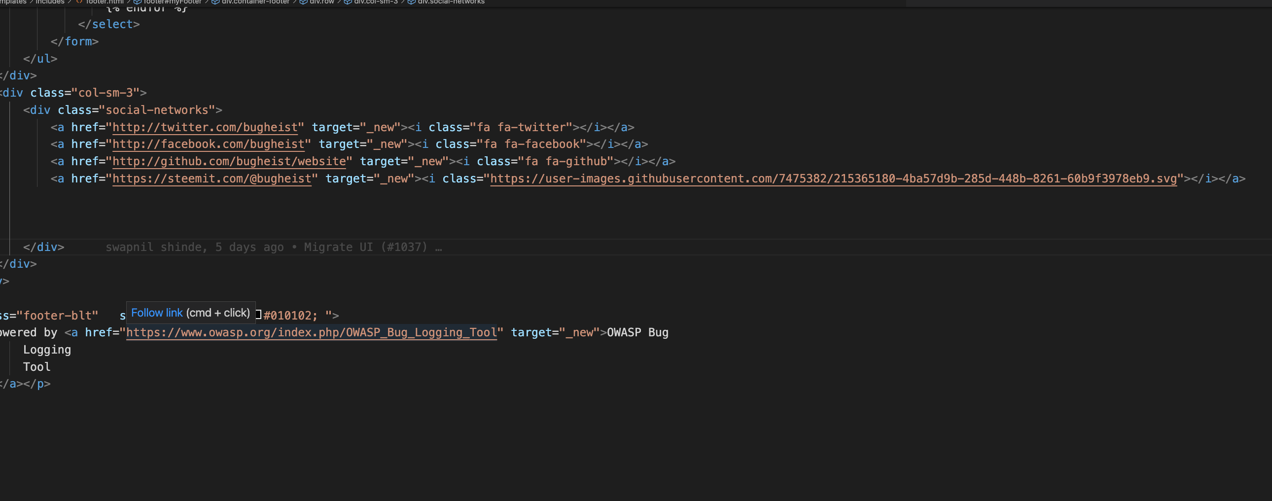 change the word "blog" to an icon on the footer · Issue #1038 · OWASP ...