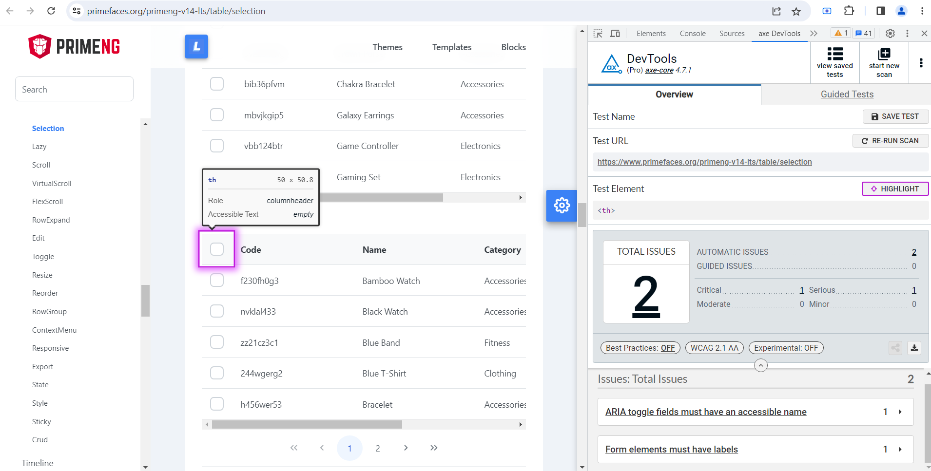 Component: p-tableCheckbox and p-tableHeaderCheckbox accessibility issue · Issue #13230 ...