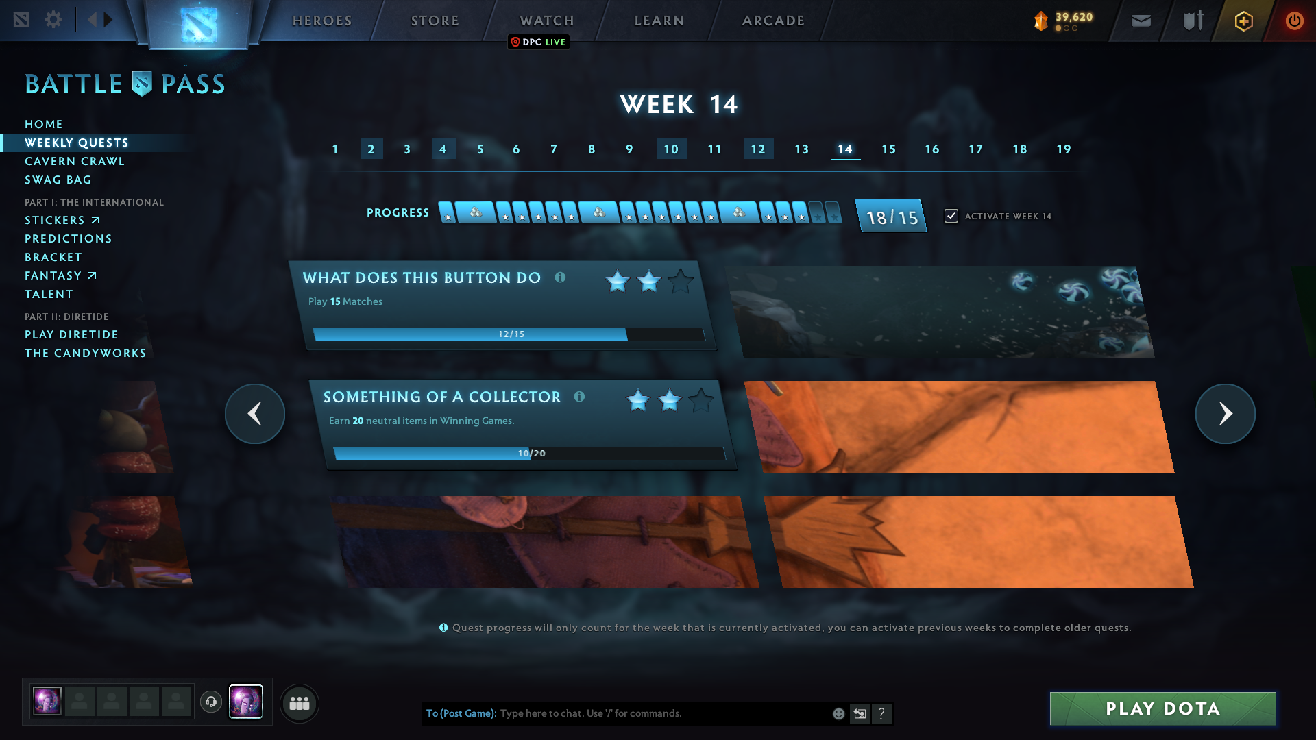 Week 14 in Weekly Quests Bugged · Issue #5942 · ValveSoftware/Dota2-Gameplay · GitHub