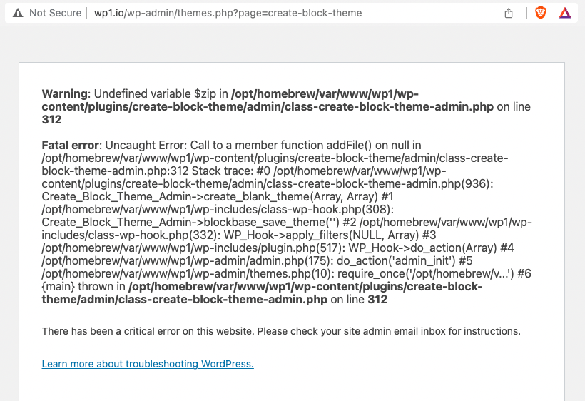Create Blank Theme Throws Errors In Class Create Block Theme Adminphp Undefined Variable
