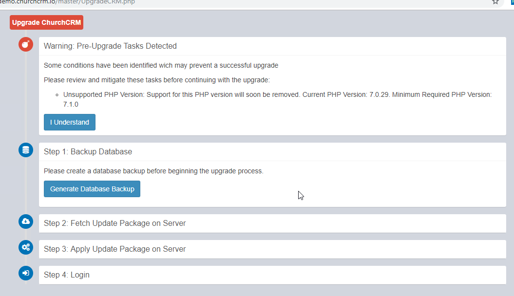 Upgrade wizard order incorrect · Issue #4949 · ChurchCRM/CRM · GitHub