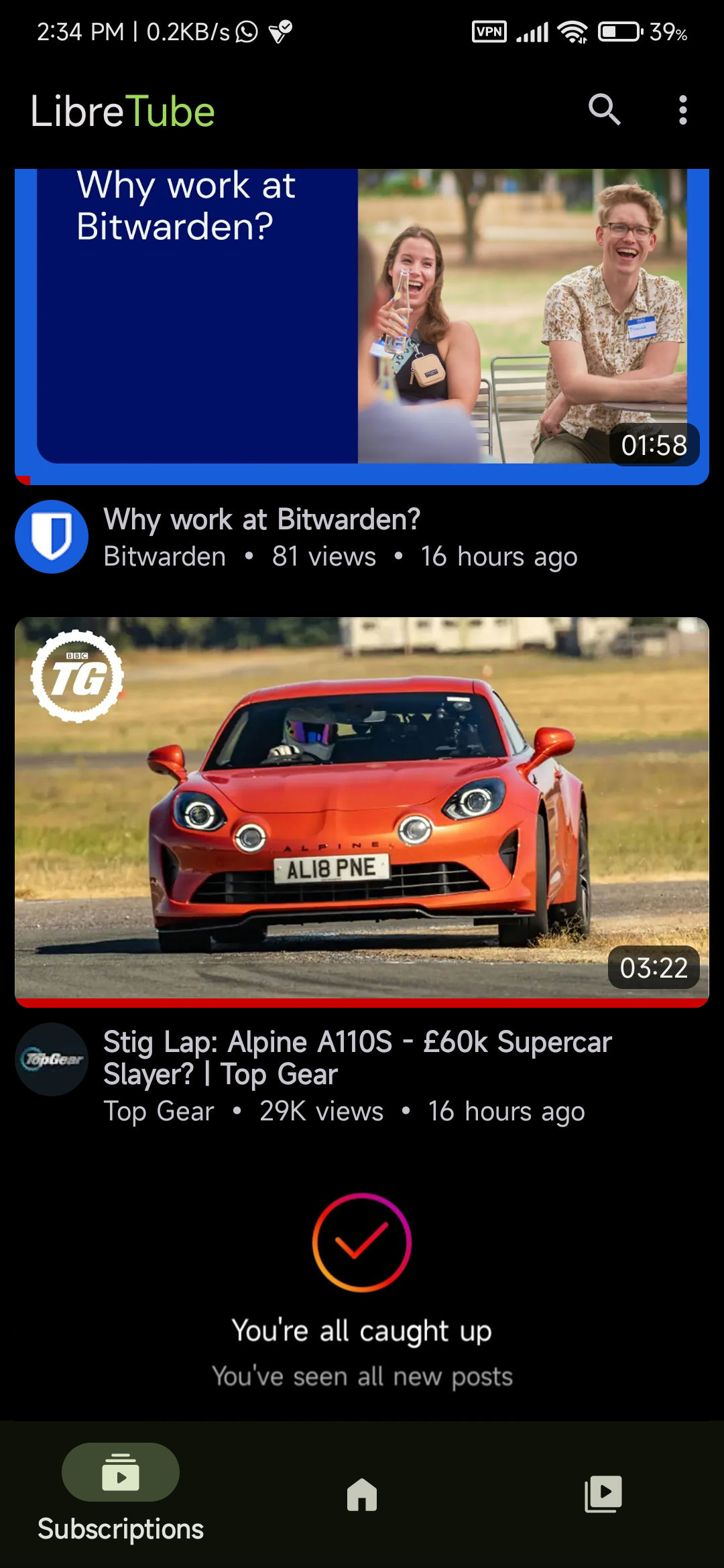 Implement 'You are all caught up' in subscription feeds · Issue #2078 · libre-tube/LibreTube ...
