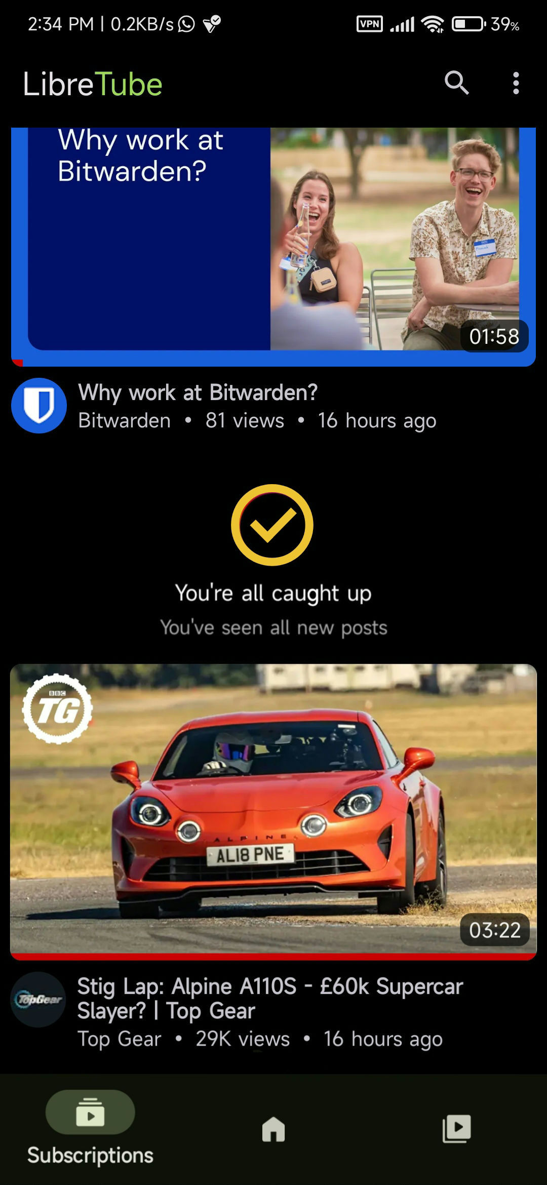 Implement 'You are all caught up' in subscription feeds · Issue #2078 · libre-tube/LibreTube ...