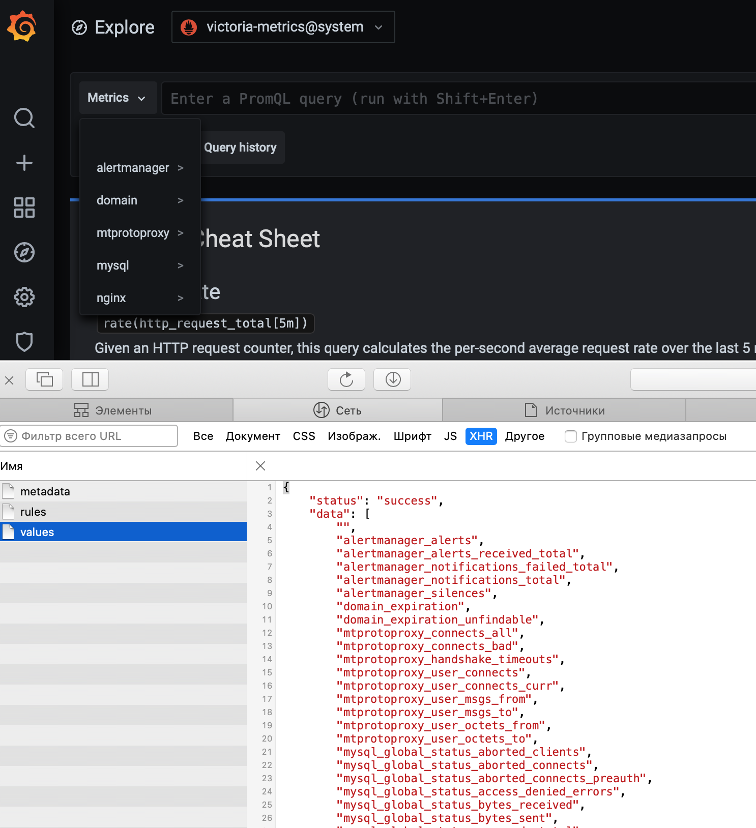 Empty metric name in the Grafana dropdowns · Issue #600 · VictoriaMetrics/VictoriaMetrics · GitHub