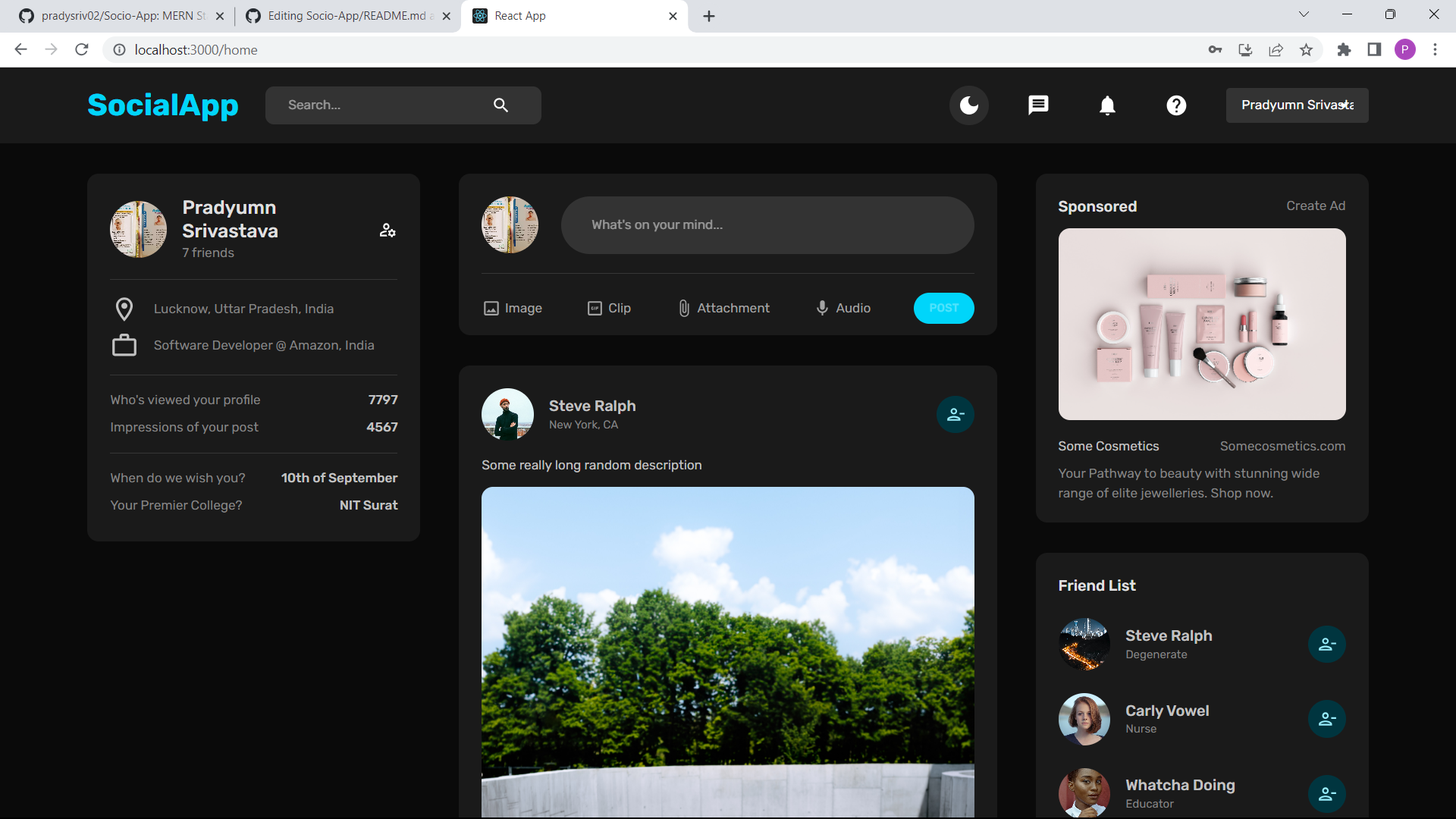GitHub - pradysriv02/Socio-App: MERN Stack