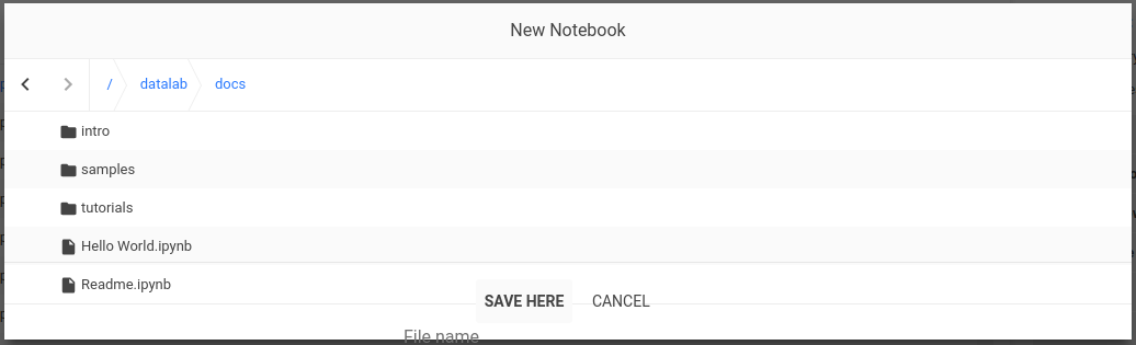 New Notebook dialog shows file list without scrollbar · Issue #1551 · googledatalab/datalab · GitHub