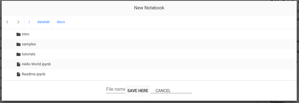 New Notebook dialog shows file list without scrollbar · Issue #1551 · googledatalab/datalab · GitHub
