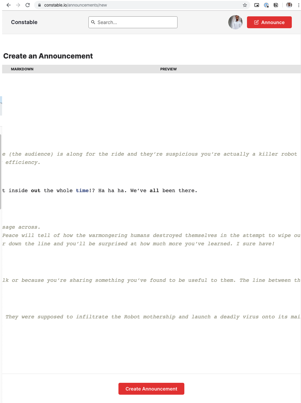 New Announcement Breaks when Pasting in Markdown · Issue #822 · thoughtbot/constable · GitHub