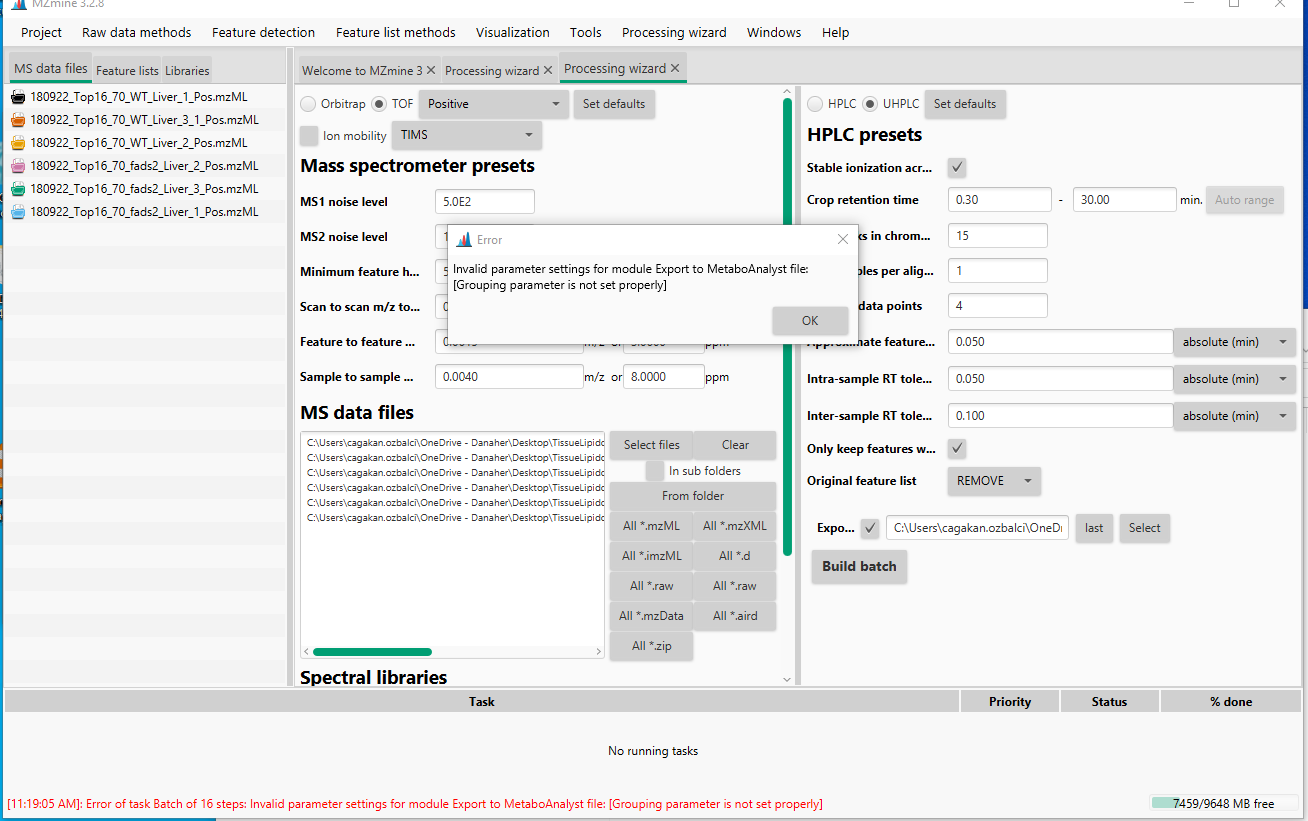 Unable to group the samples to export the data for metaboanalyst · Issue #969 · mzmine/mzmine ...
